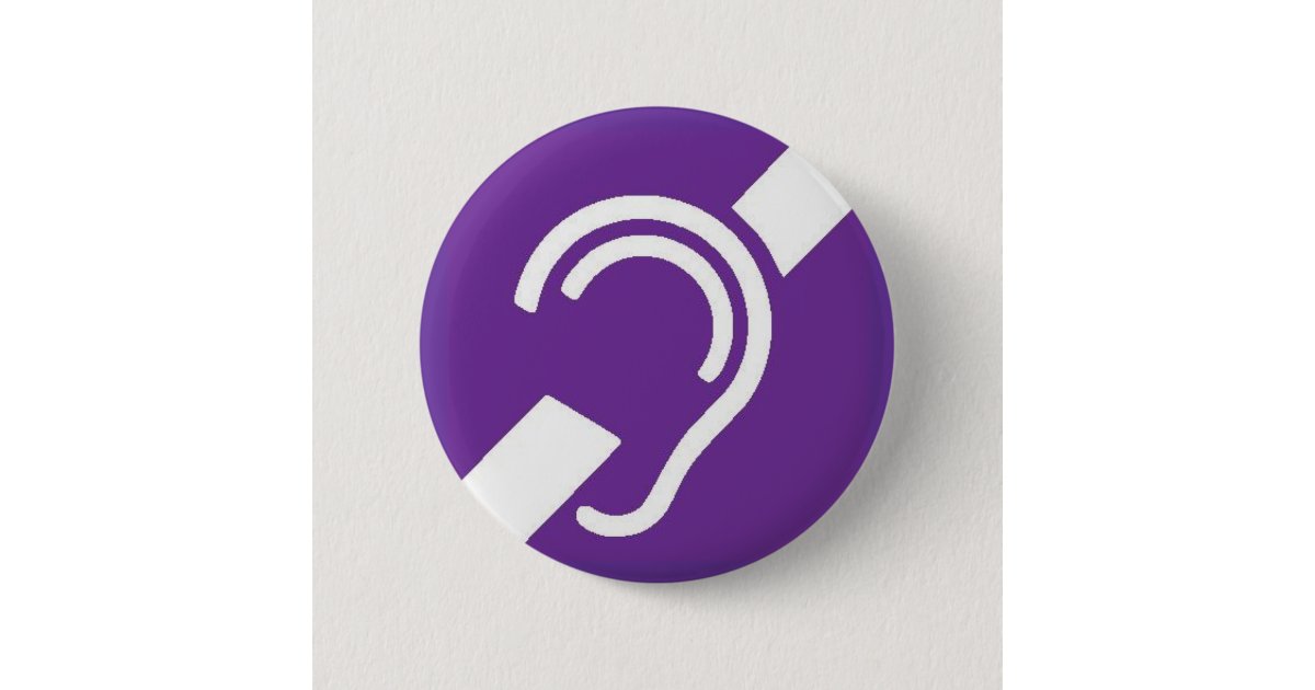 International Symbol for Deaf, White on Purple 6 Cm Round Badge | Zazzle