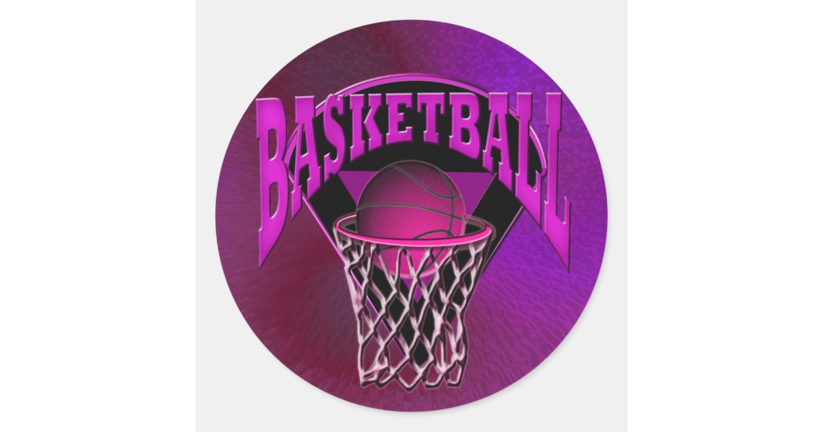 Into The Hoop Basketball and Backboard Classic Round Sticker | Zazzle