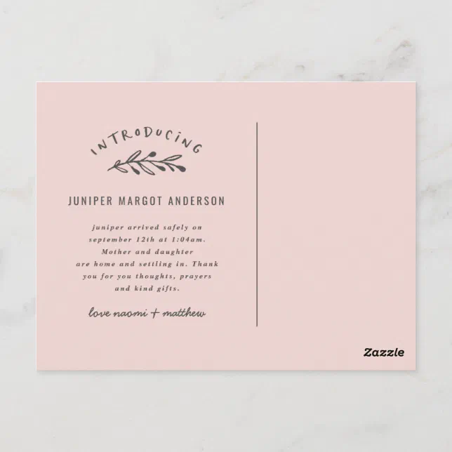 Introducing branch photo birth announcement postcard | Zazzle