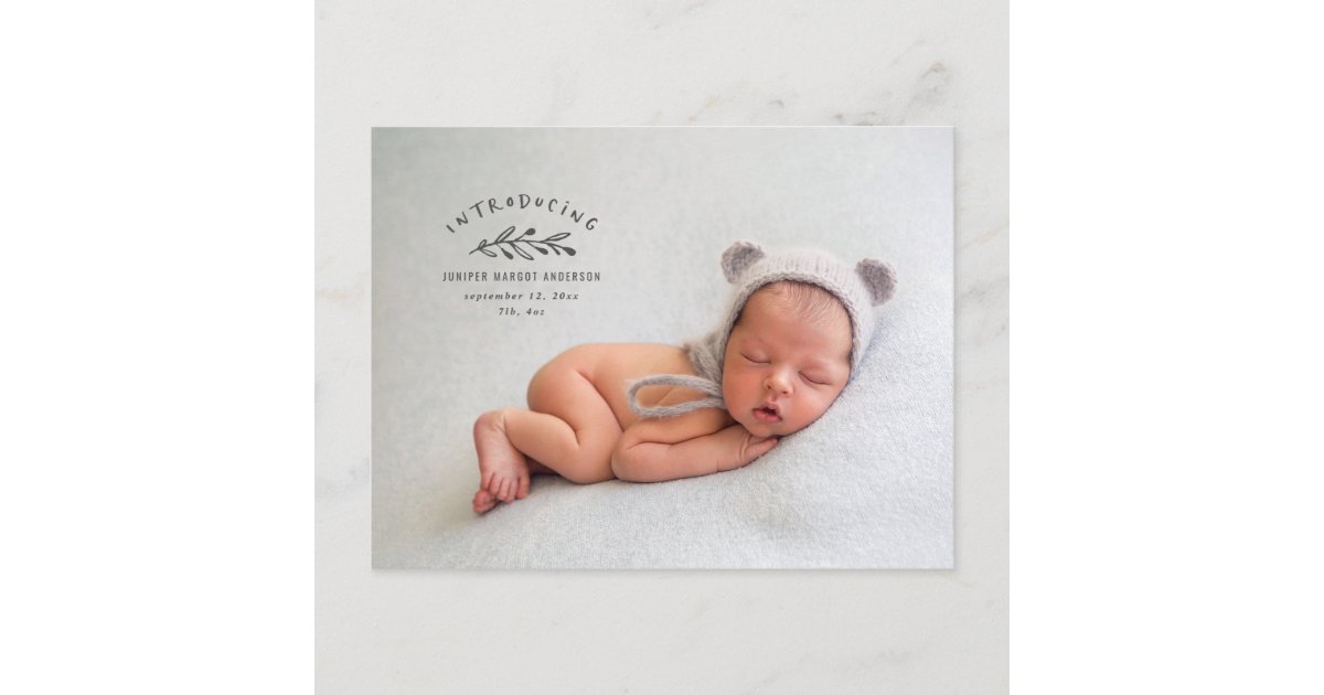 Introducing branch photo birth announcement postcard | Zazzle