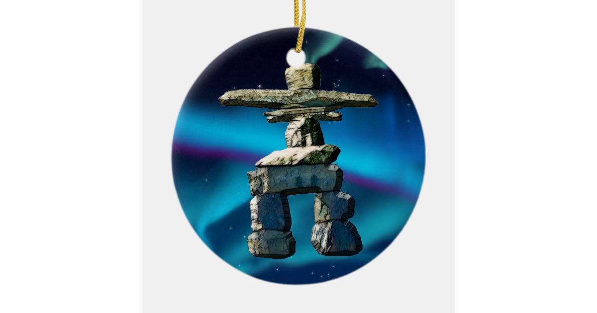 Inukshuk Native American Spirit Stones Ceramic Tree Decoration | Zazzle