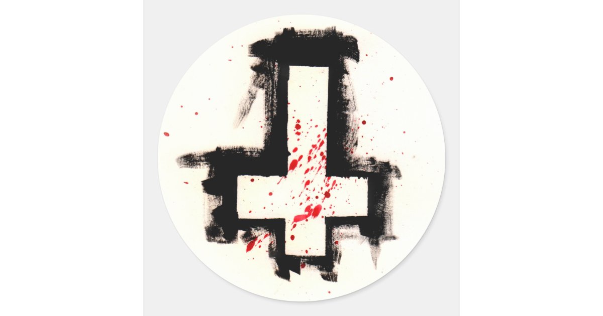 Inverted Bloody Cross Stickers, Sheet of Six. Classic Round Sticker ...