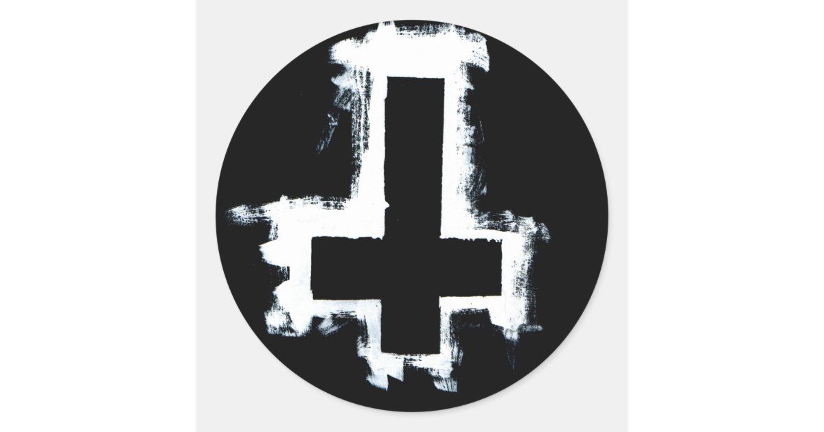 Inverted Cross Stickers, Sheet of Six. Classic Round Sticker | Zazzle