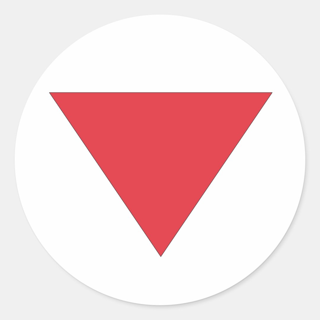 Inverted Red Triangle Classic Round Sticker | Zazzle