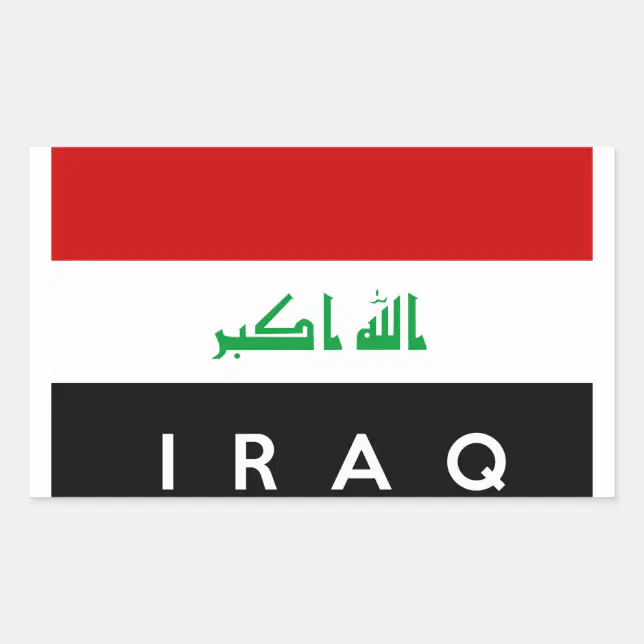 iraq country flag symbol name text rectangular sticker | Zazzle