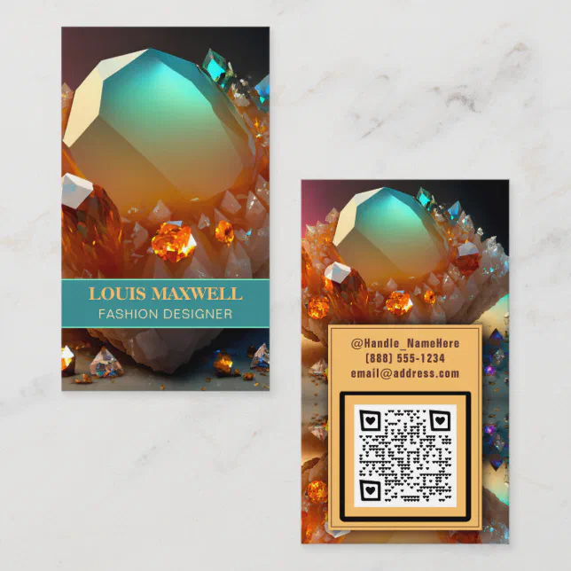 Iridescent Burst Abstract Citrine Crystal QR Code Business Card | Zazzle