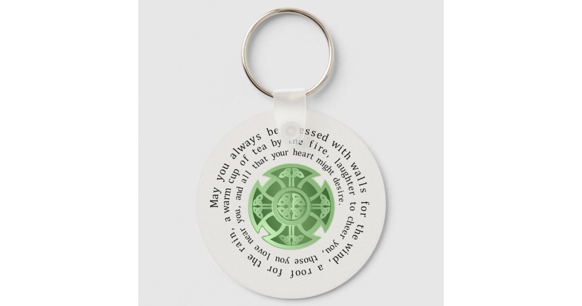 Irish Blessing with Celtic Cross Key Ring | Zazzle