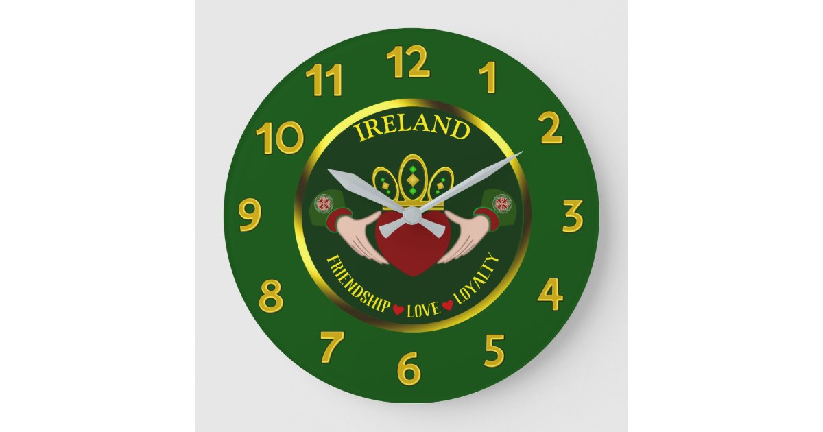Irish Claddagh Personalised Large Clock | Zazzle