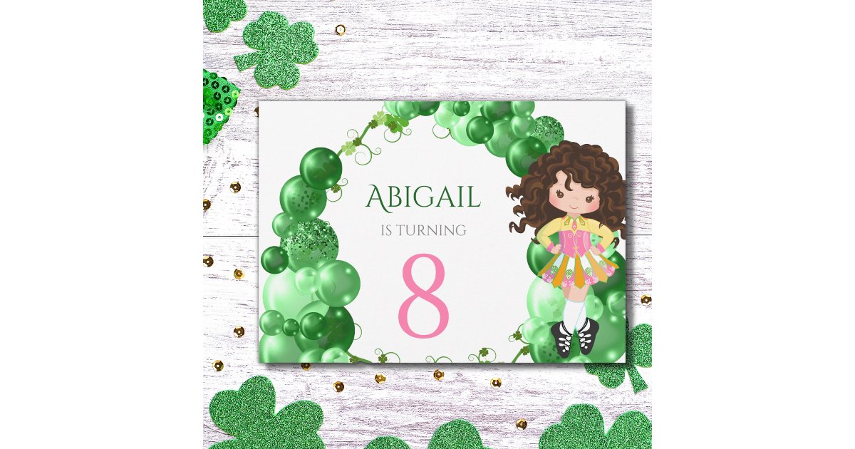 Irish Dance Green Balloon Arch Birthday Party Invitation | Zazzle