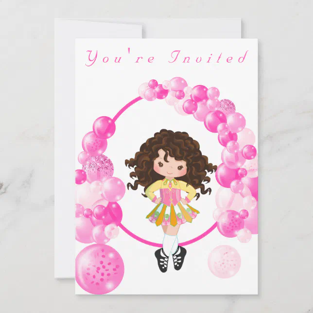 Irish Dance Pink Balloon Arch Birthday Party Invitation | Zazzle