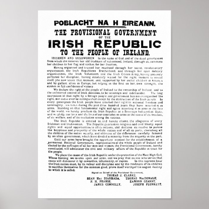 Irish Proclamation of 1916 Poster | Zazzle.co.uk