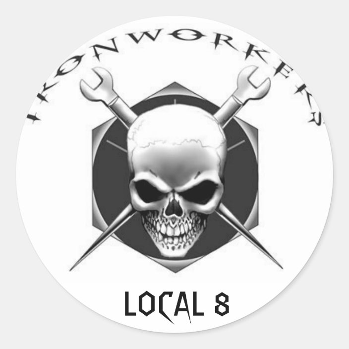 IRONWORKER SKULL Local 8 Classic Round Sticker | Zazzle.co.uk
