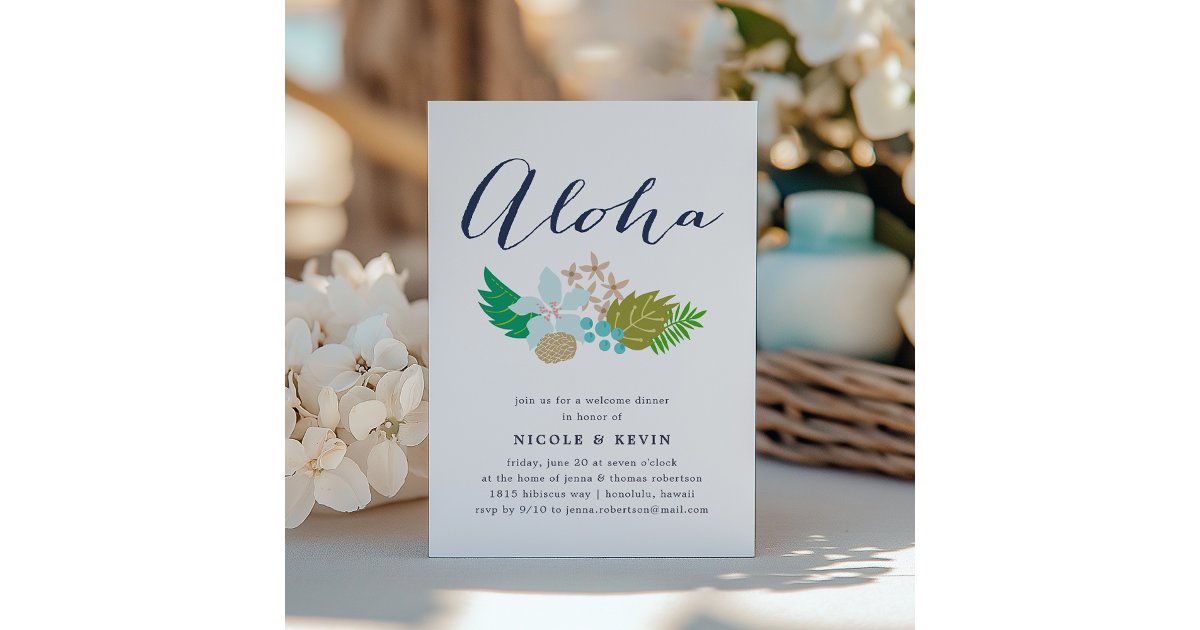 Island Flowers | Aloha Wedding Welcome Dinner Invitation | Zazzle