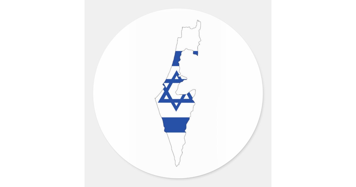 israel country flag map shape silhouette classic round sticker | Zazzle