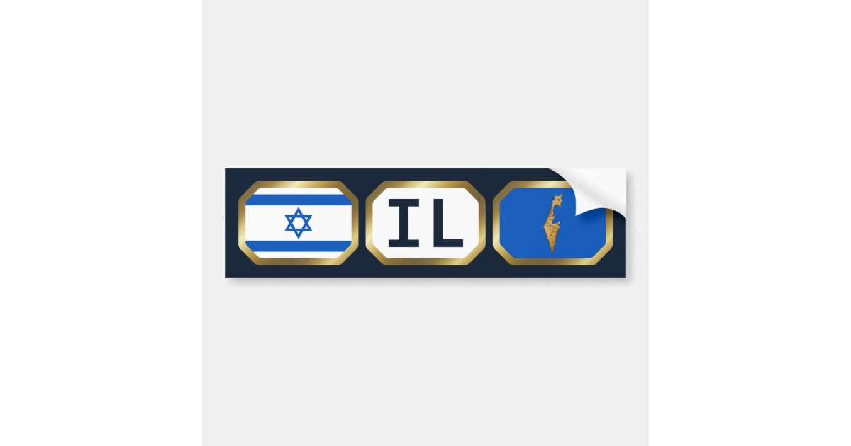 Israel Flag Map Code Bumper Sticker | Zazzle