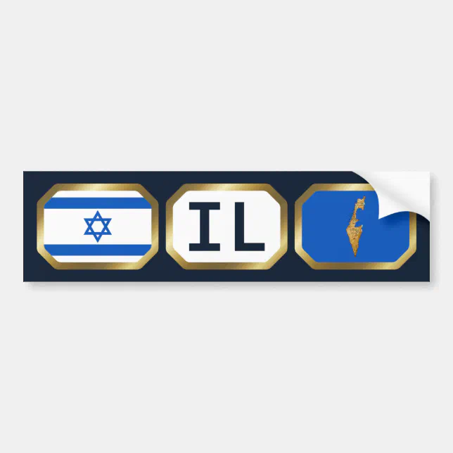 Israel Flag Map Code Bumper Sticker | Zazzle