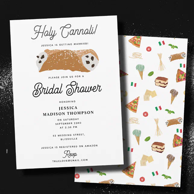Italian Food Holy Cannoli Bridal Shower Wedding Invitation | Zazzle
