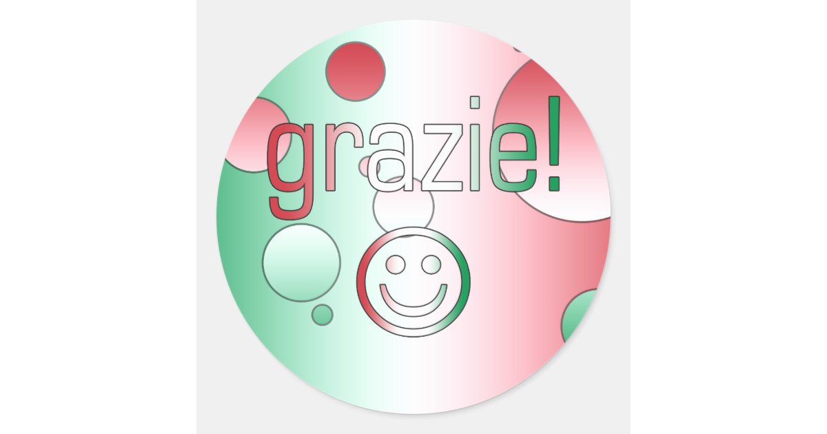 Italian Gifts : Thank You / Grazie Face Classic Round Sticker | Zazzle