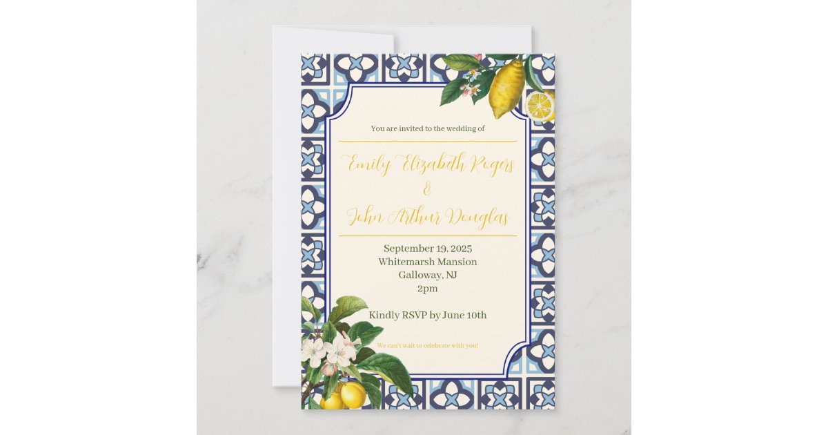 Italian Lemon Wedding Invitation | Zazzle