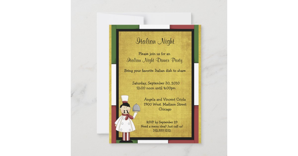 Italian Night Dinner Party Invitation | Zazzle