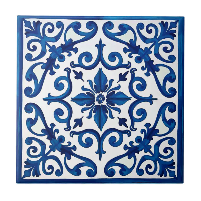 Italian style,Mediterranean,mosaic,blue, Tile | Zazzle