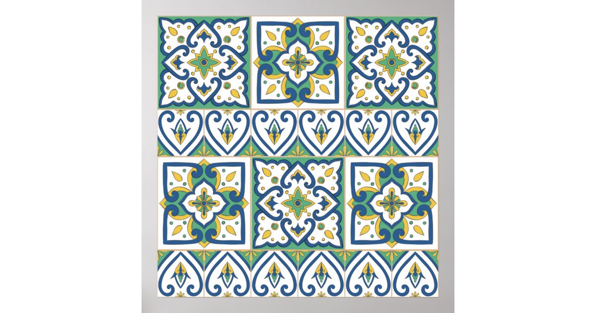 Italian Tile Pattern – Sicilian ceramic Poster | Zazzle