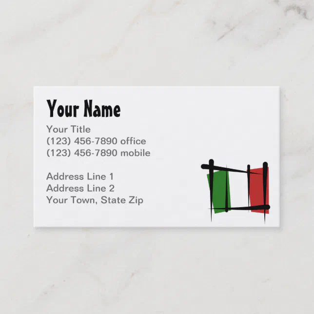 Italy Brush Flag Business Card | Zazzle