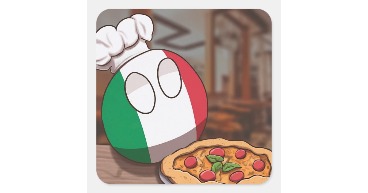 Italy Polandball Cute Kawaii Christmas Gift Happy Square Sticker | Zazzle