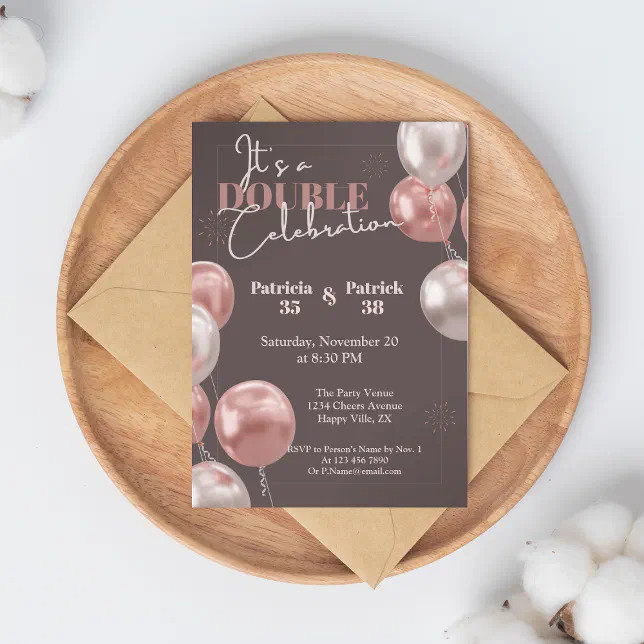 It's a Double Celebration Joint Birthday Elegant Invitation | Zazzle