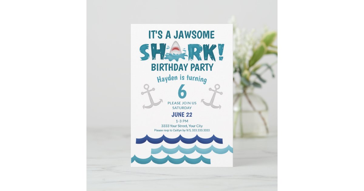 It's a Jawsome Shark Birthday Party Invitation | Zazzle