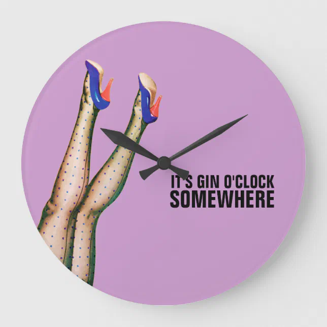 It's Gin O'Clock Somewhere Retro Wall Clock | Zazzle