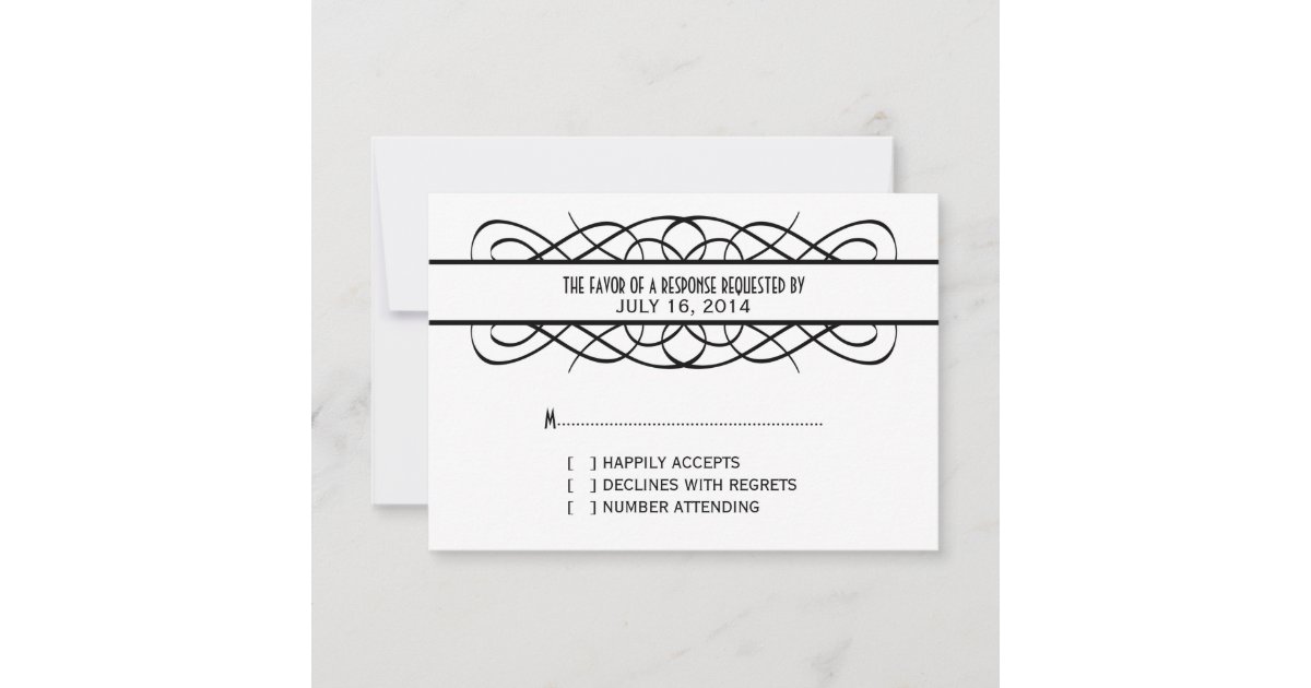 Ivory Deco Flourish Response Card | Zazzle