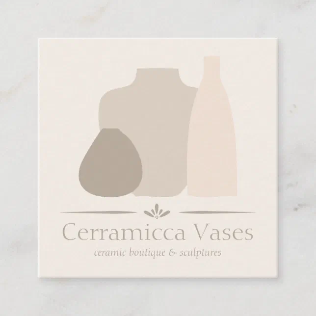 Ivory Handmade Porcelain Pottery Vase Ceramic Square Business Card | Zazzle