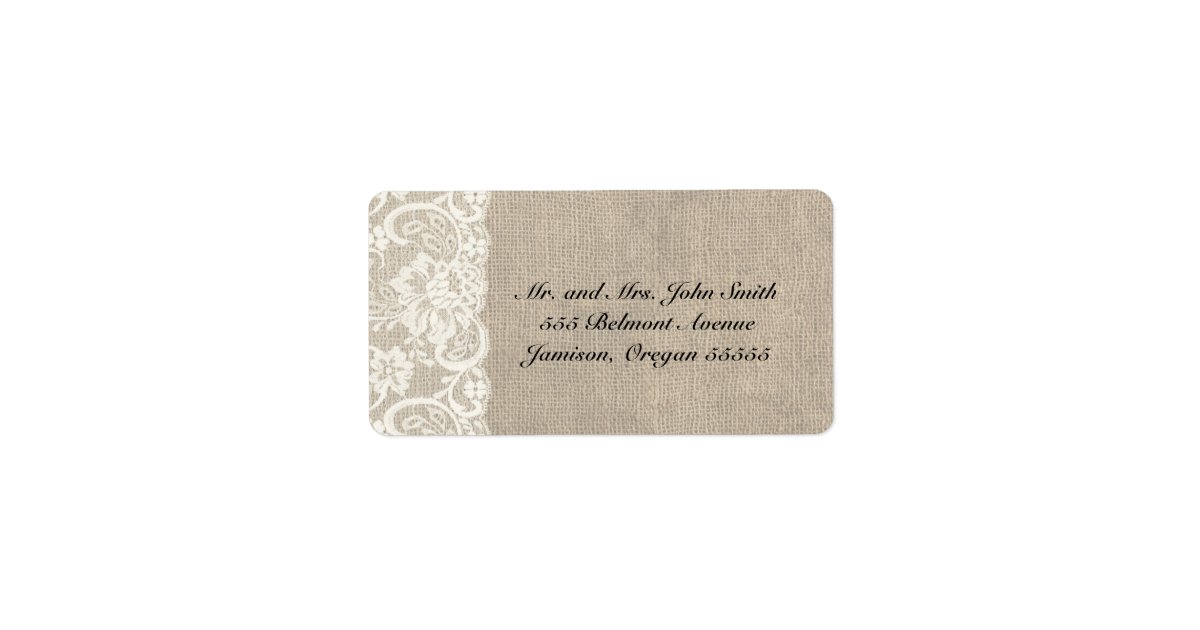 Ivory Lace and Burlap Address Labels | Zazzle