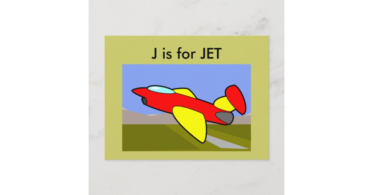 "J" is for Jet Alphabet Flashcard Postcard | Zazzle