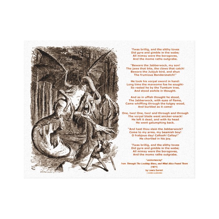 Jabberwocky Poem by Lewis Carroll Canvas Print | Zazzle.co.uk