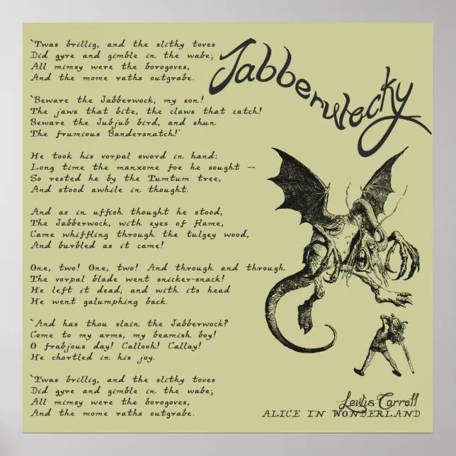 Jabberwocky Poem Poster | Zazzle