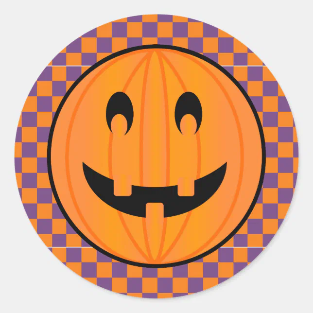 Jack o Lantern, Halloween Chequered Design Sticker | Zazzle