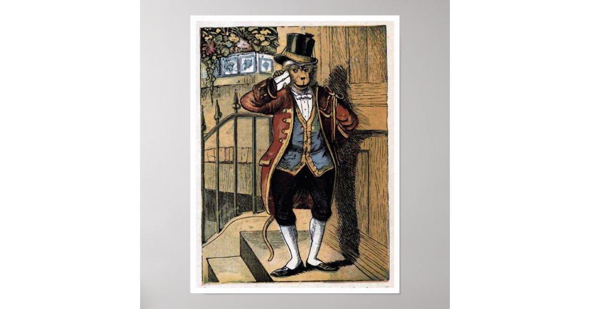 Jacko the Monkey Vintage Illustration Poster | Zazzle