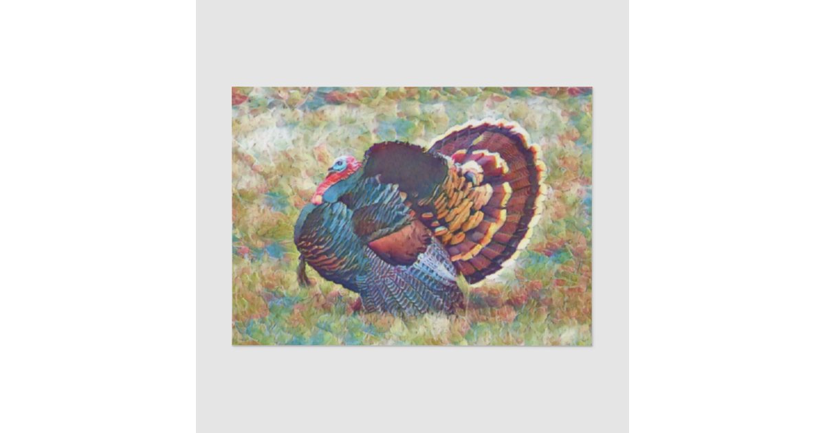 Jake Wild Turkey Monet Style Drawing Decoupage Tissue Paper | Zazzle