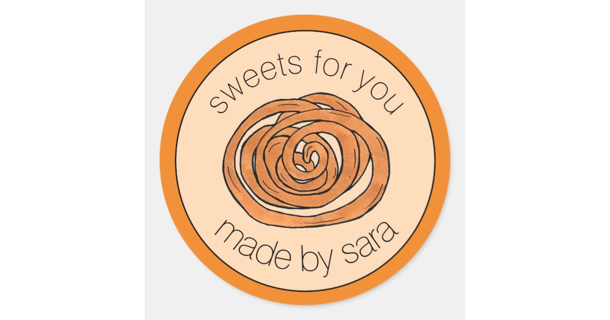 Jalebi South Asian Indian Mithai Sweet Snack Food Classic Round Sticker ...