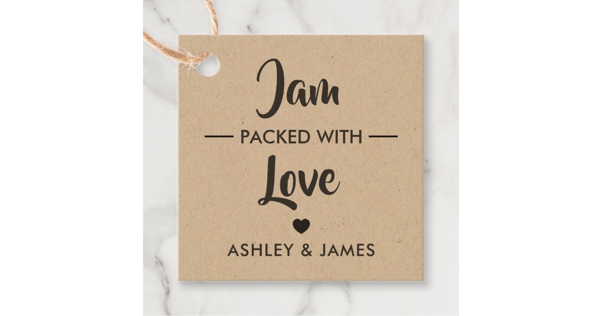 Jam Packed With Love Gift Tags, Wedding Tag, Kraft Favour Tags | Zazzle