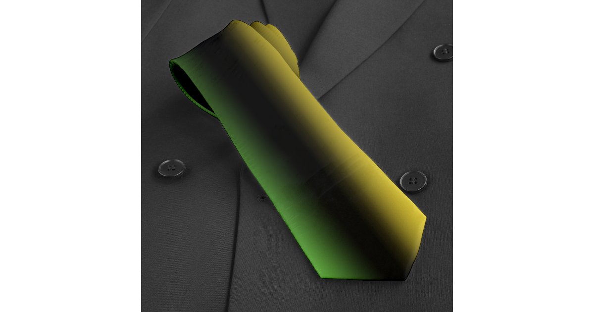 Jamaica Colors Gradient Ombre Green Black & Gold Tie | Zazzle
