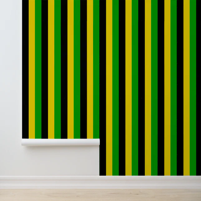Jamaican Flag Colours Bold Striped Pattern Wallpaper | Zazzle