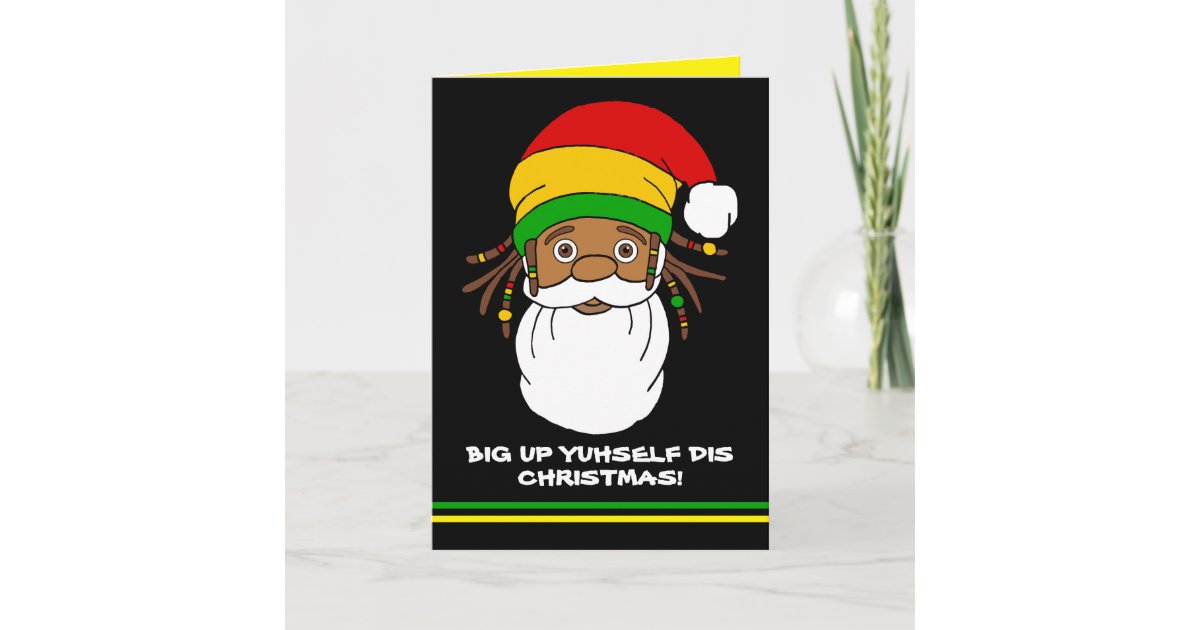 Jamaican Rasta Santa Merry Christmas Card | Zazzle