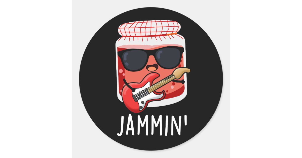 Jammin Funny Rocker Jam Pun Classic Round Sticker | Zazzle
