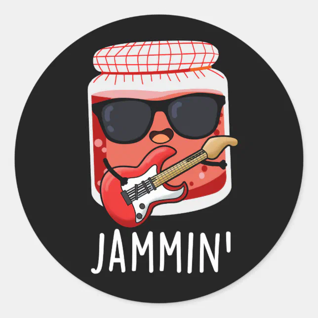 Jammin Funny Rocker Jam Pun Classic Round Sticker | Zazzle