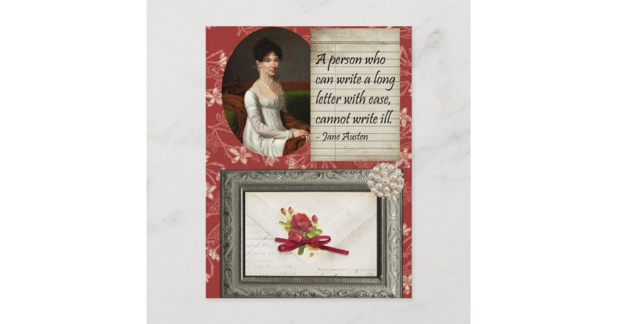 Jane Austen Writing Inspired Design Postcard | Zazzle
