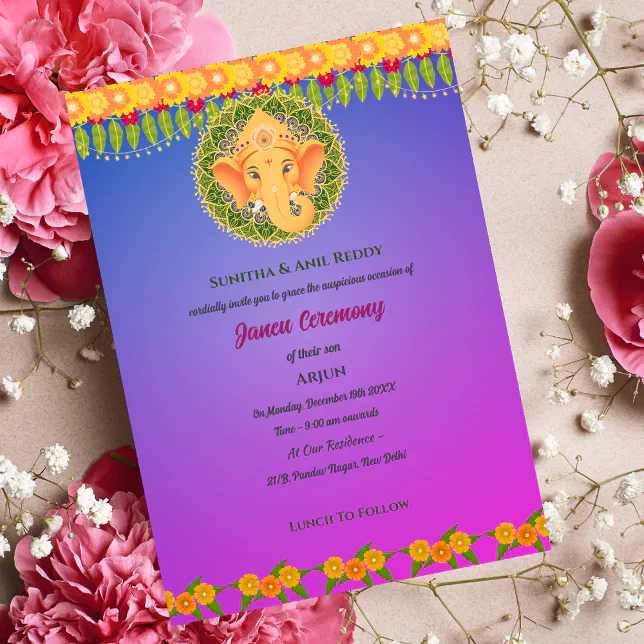 Janeu Poite Upanayanam Hindu Holy Thread Ceremony Invitation | Zazzle