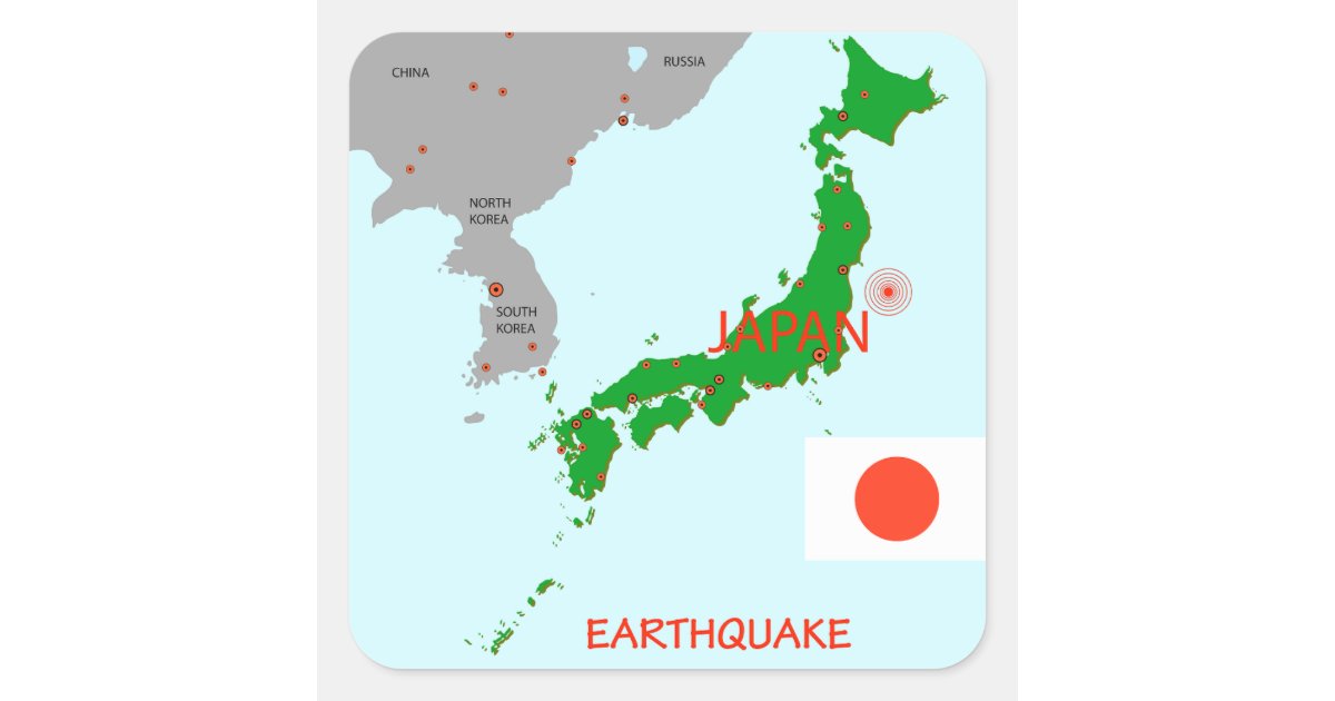 Japan Earthquake Seismic Map Square Sticker | Zazzle